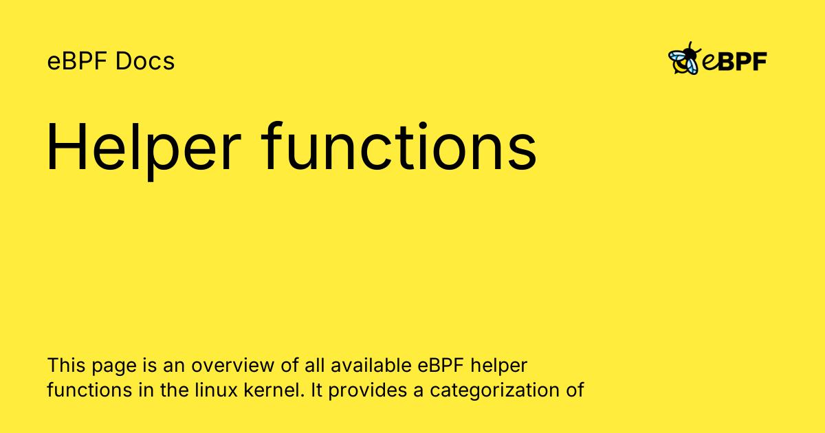 Helper Functions Ebpf Docs